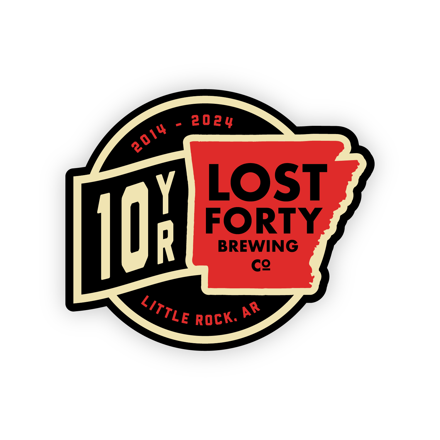 10 Year Anniversary Stickers – Lost Forty Brewing